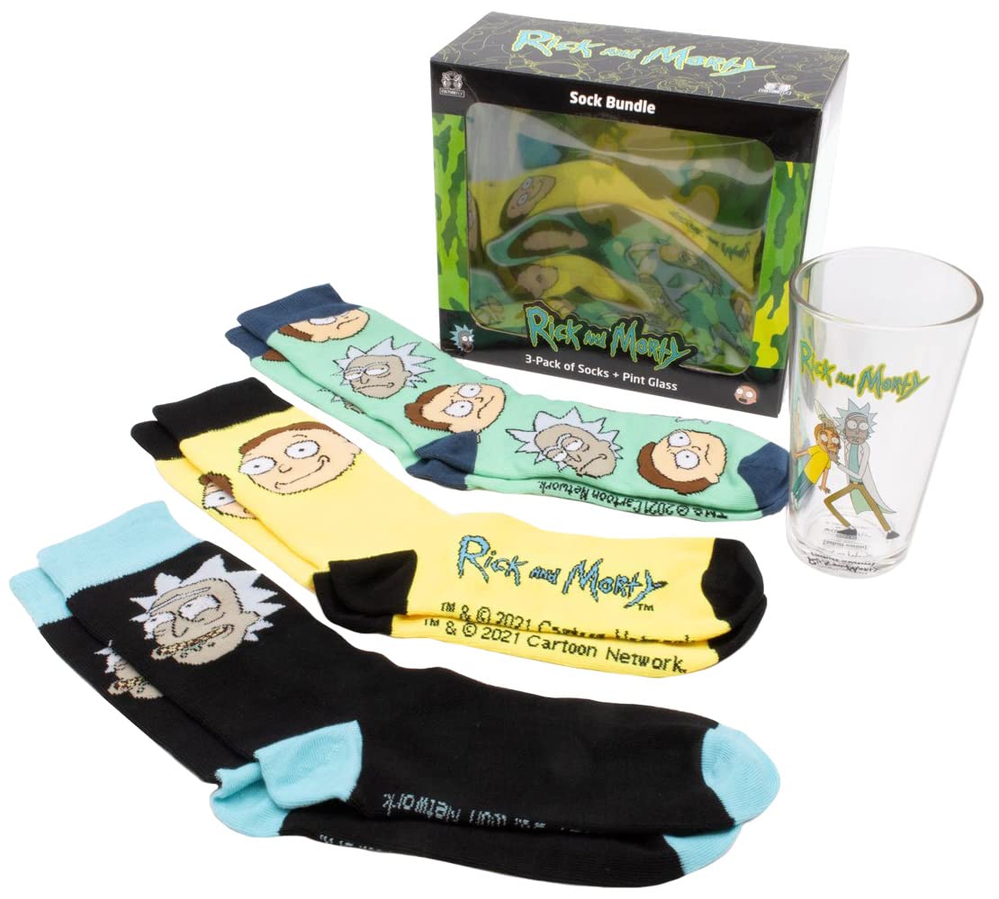 Gift Set 3 Socks and Glass - Rick & Morty – Lemon Games